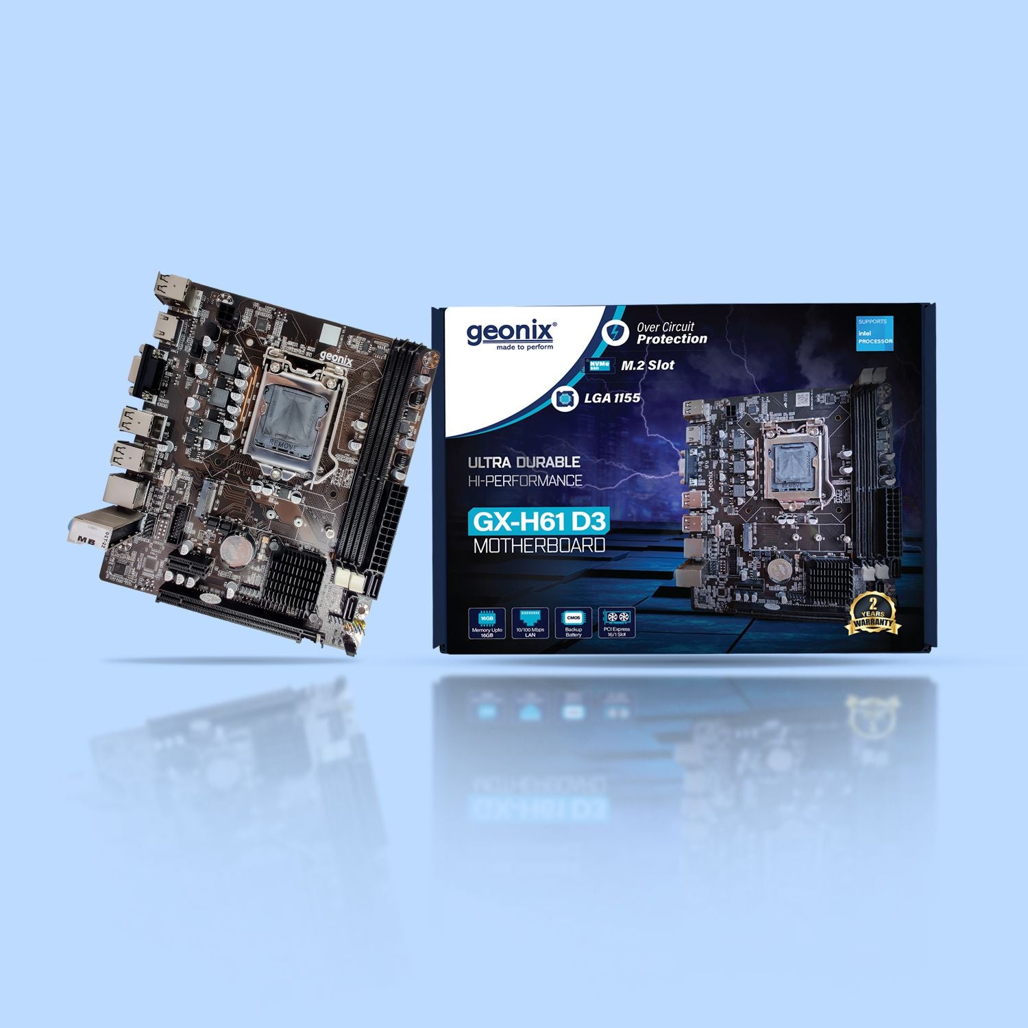 H61 D3 Motherboard: 16GB RAM, HDMI & VGA – Geonix