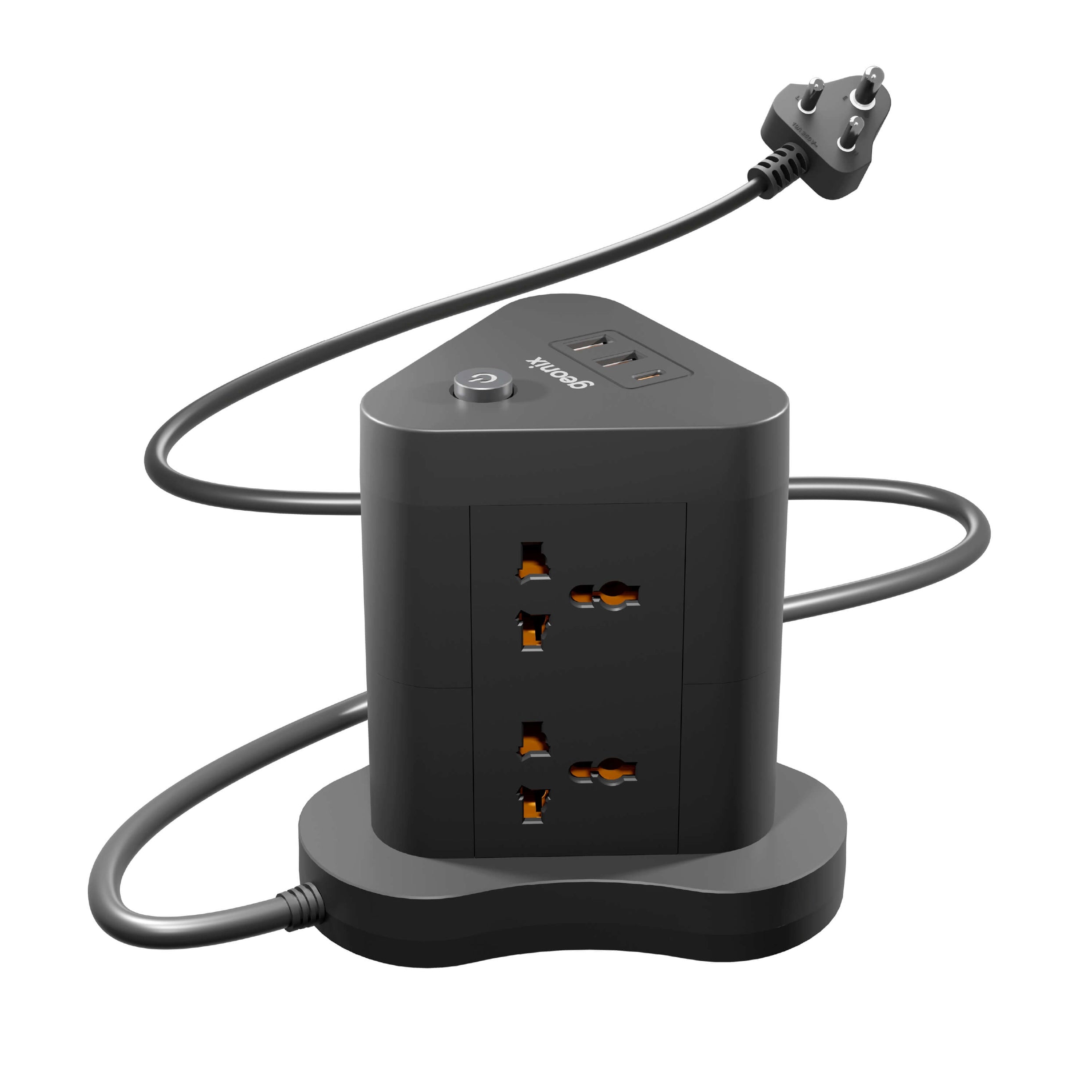 PowerSpan Fort with 6 Universal Socket & 2 USB 1 Type C Port (Black ...