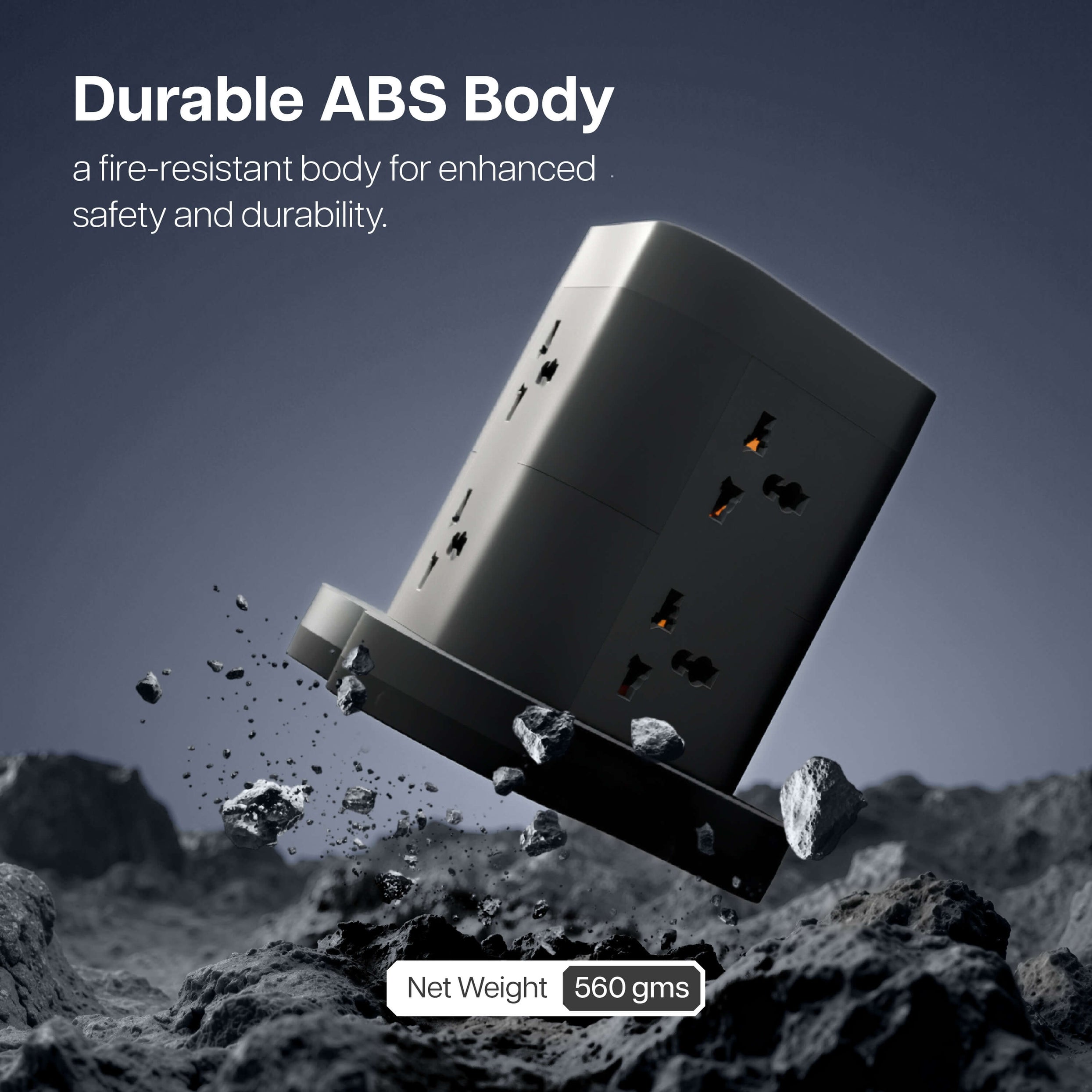 PowerSpan Fort with 6 Universal Socket & 2 USB 1 Type C Port (Black ...