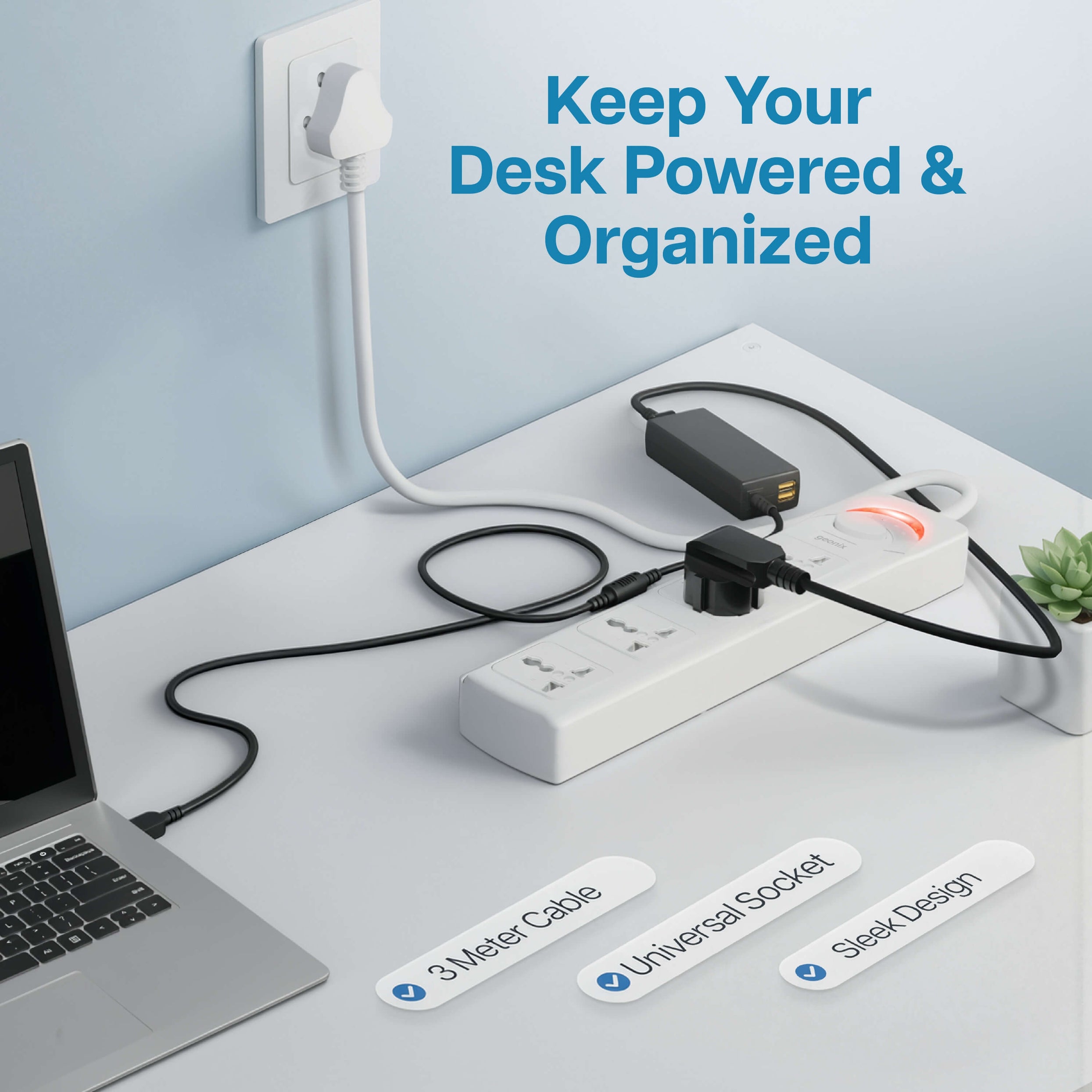 PowerSpan S4 Extension Board with 4 Universal Sockets (White) – Geonix